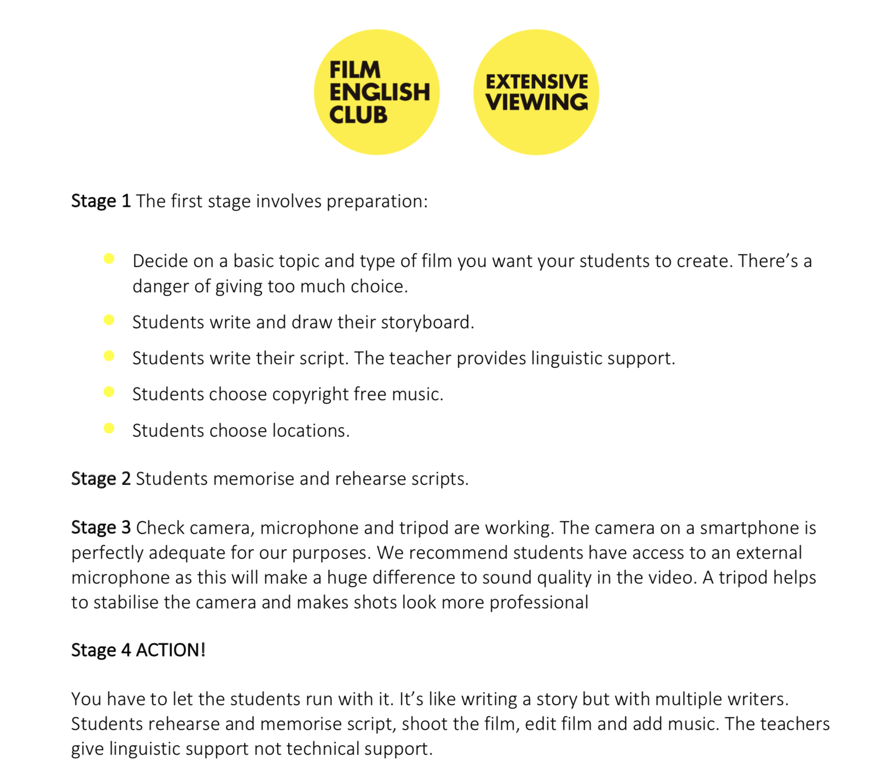 Seven-stage Filmmaking Framework – Film English